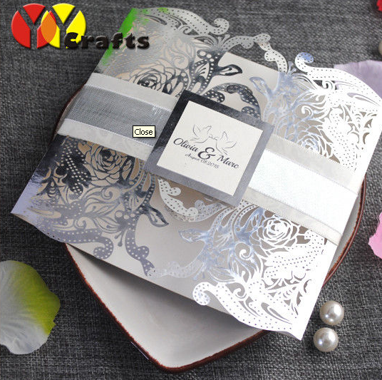 Silver Wedding Invitation Card , Fancy Wedding Invitations 15x15 Cm ...