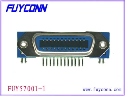 2.16mm Pitch 50 Pin Receptacle R/a Pcb Dip Type Connector With 4-40 Thr ...