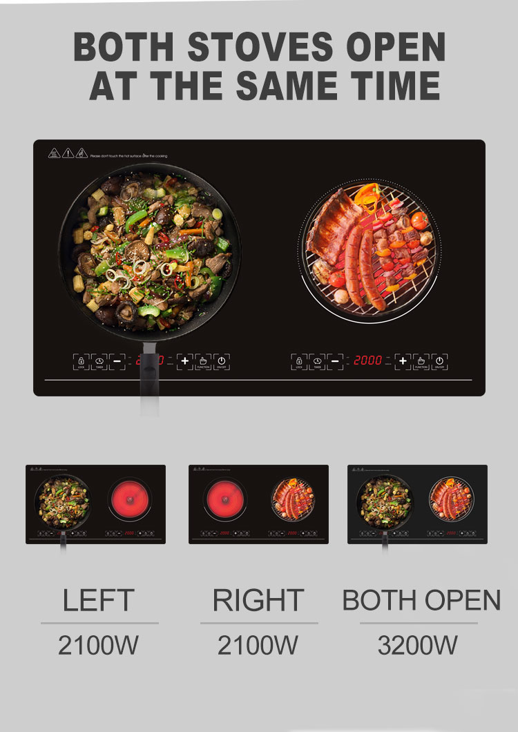 Built-in Electric Hob 2 Burner Infrared Oven Induction Cooker, High ...