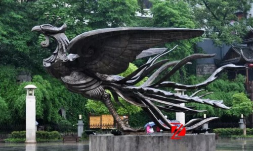 Antique Phoenix Bronze Sculpture For Square Decor, High Quality Antique ...