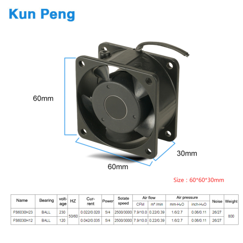 220v 230v 60 * 60 * 30 Ac 미니 합금 팬, Bossgoo.com의 고품질 220v 230v 60 * 60 * 30 Ac 미니 합금 팬
