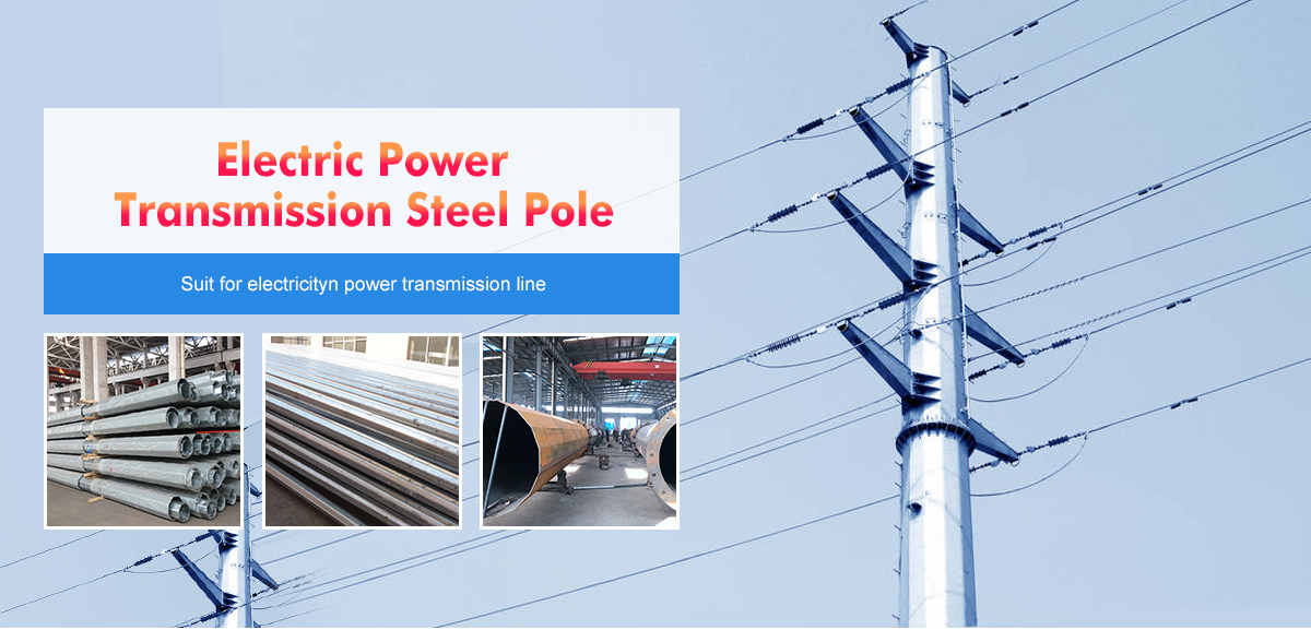 Hot Dip Galvanized Steel Poles For Electric Power Transmission Lines ...