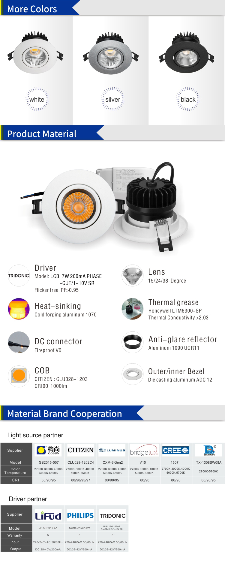 8w Led Recessed Downlight Triac/dali Dimmable With 75mm Cutout 4 Inch ...