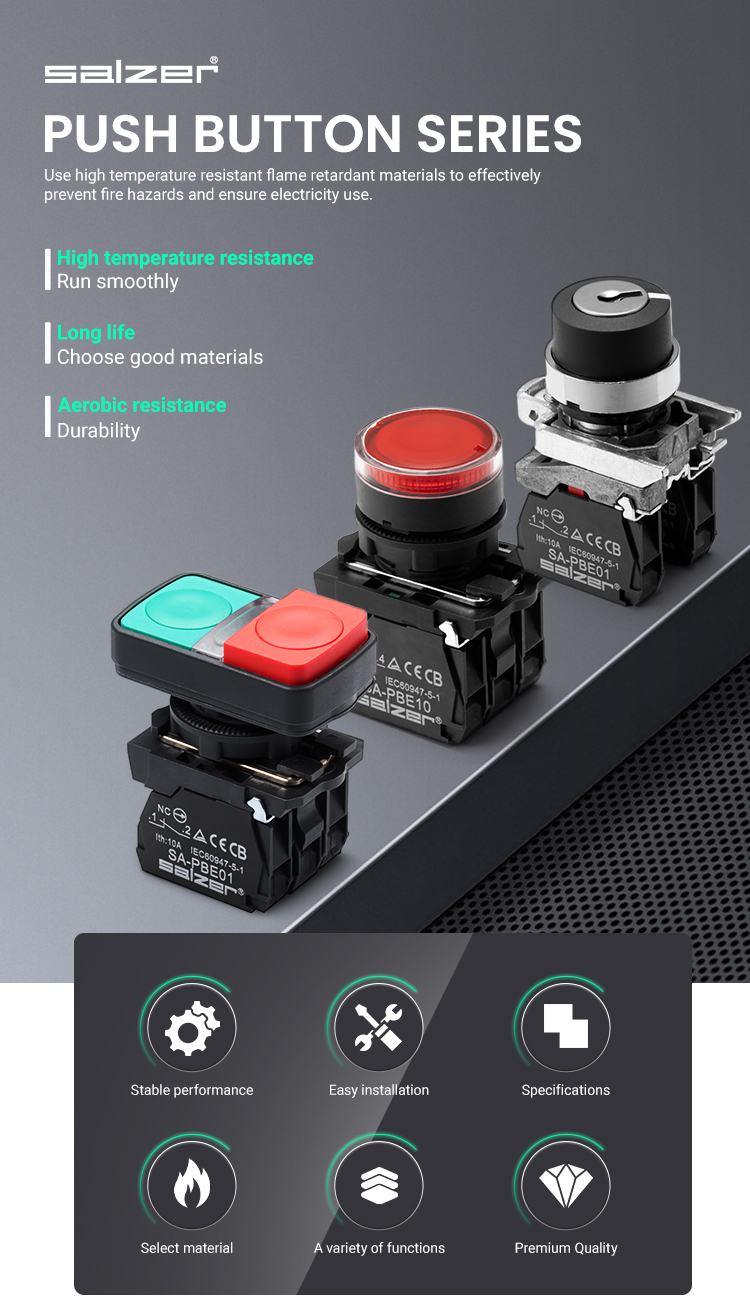 Salzer Sa22-aa31 Green 1no Plastic Flush Push Button Switches - Off-on ...