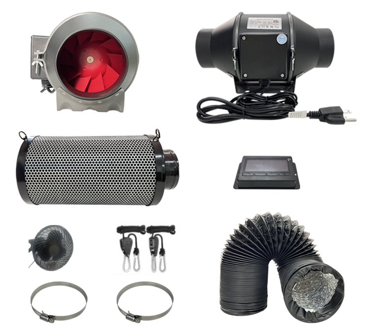 4 Inch Inline Duct Fan With 220cfm, Smart Speed Controller & Carbon ...