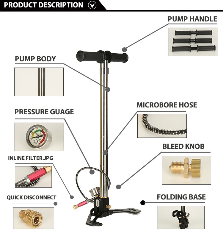 3 Stage Air Pcp Hand Pump For Underwater Diving Cylinder With Air Dry ...