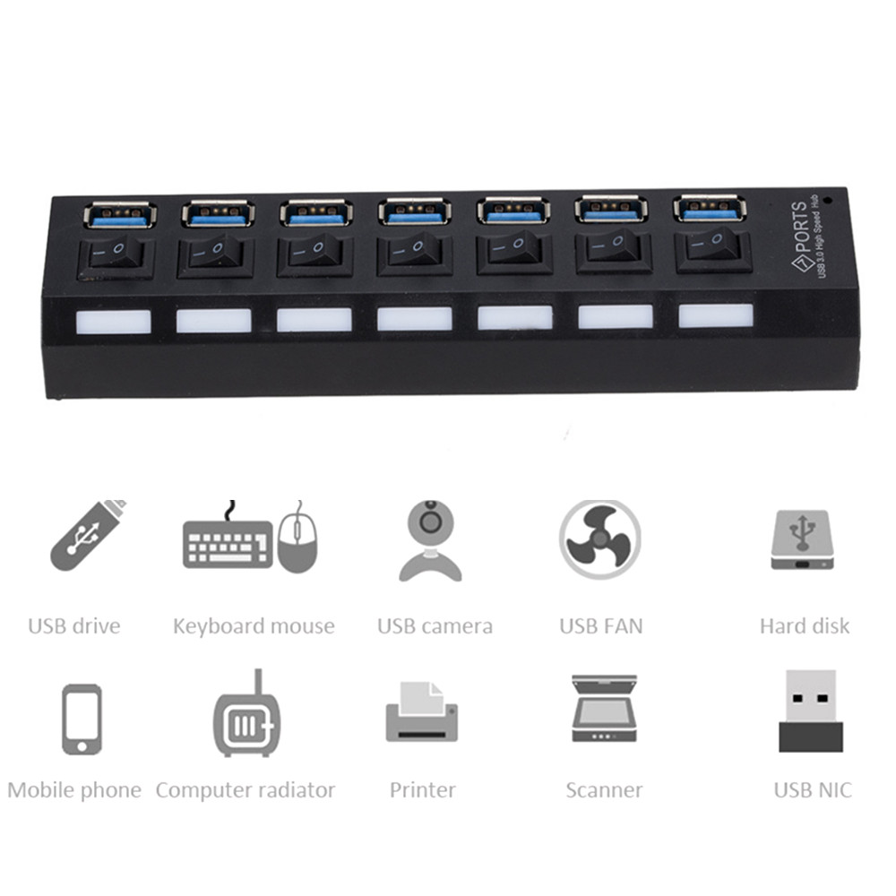 Multi Usb Hub 3.0 Usb Splitter Usb 3.0 Hub Adapter Portable Usb3.0 7 ...