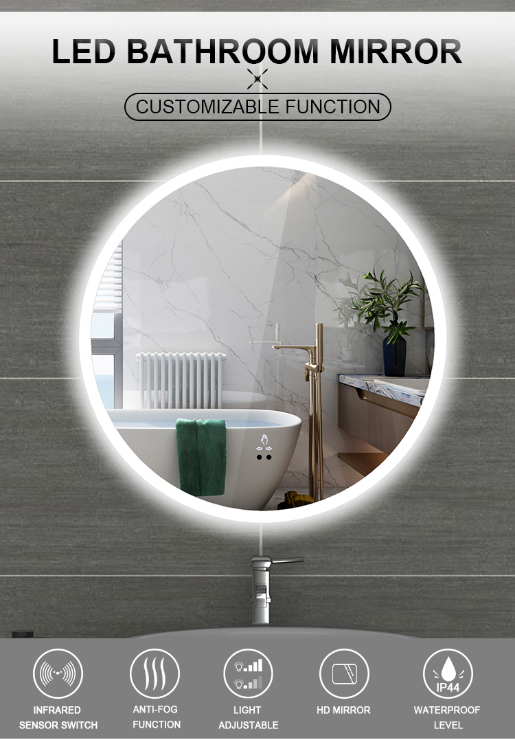 Modern Shine Led Lighted Mirror Round, High Quality Modern Shine Led ...