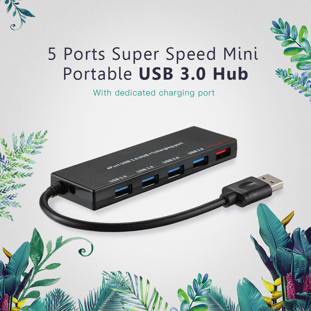 5 Ports Usb Hub Super Speed Mini Portable Usb 3.0 Hub 5gbps Transfer ...