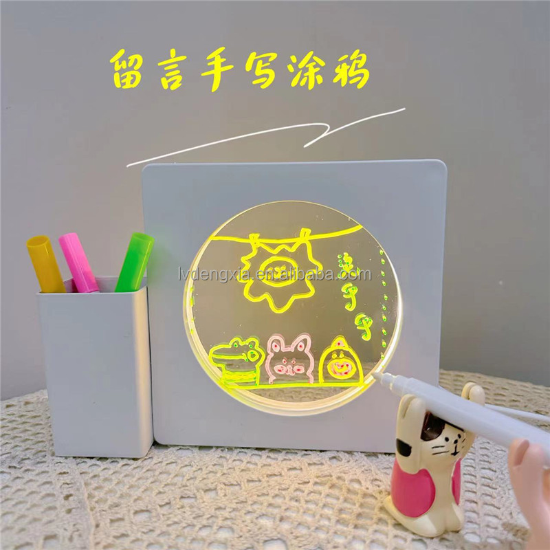 Usb Blank Acrylic Writing Led Message Board With 3d Night Light And ...