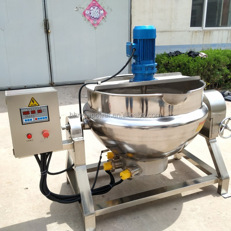200 Liter Industrial Tilting Electric Jacketed Kettle Pot With Mixer ...