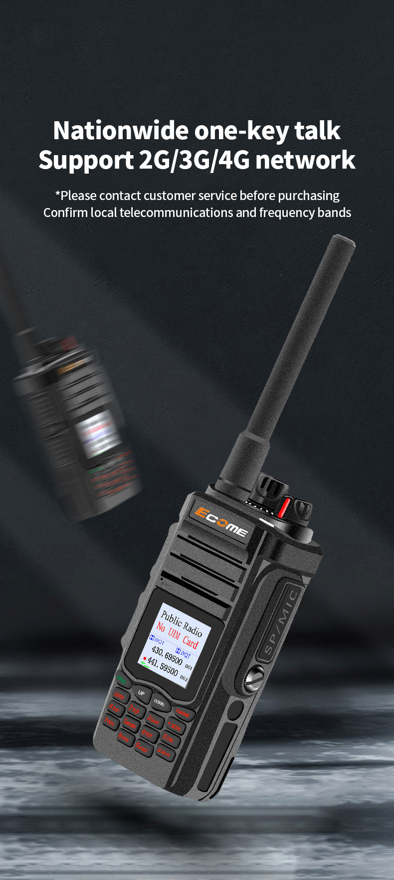 Ecome Platform Gsm Long Range 4g Unlimited Range Walkie Talkie With Sim ...