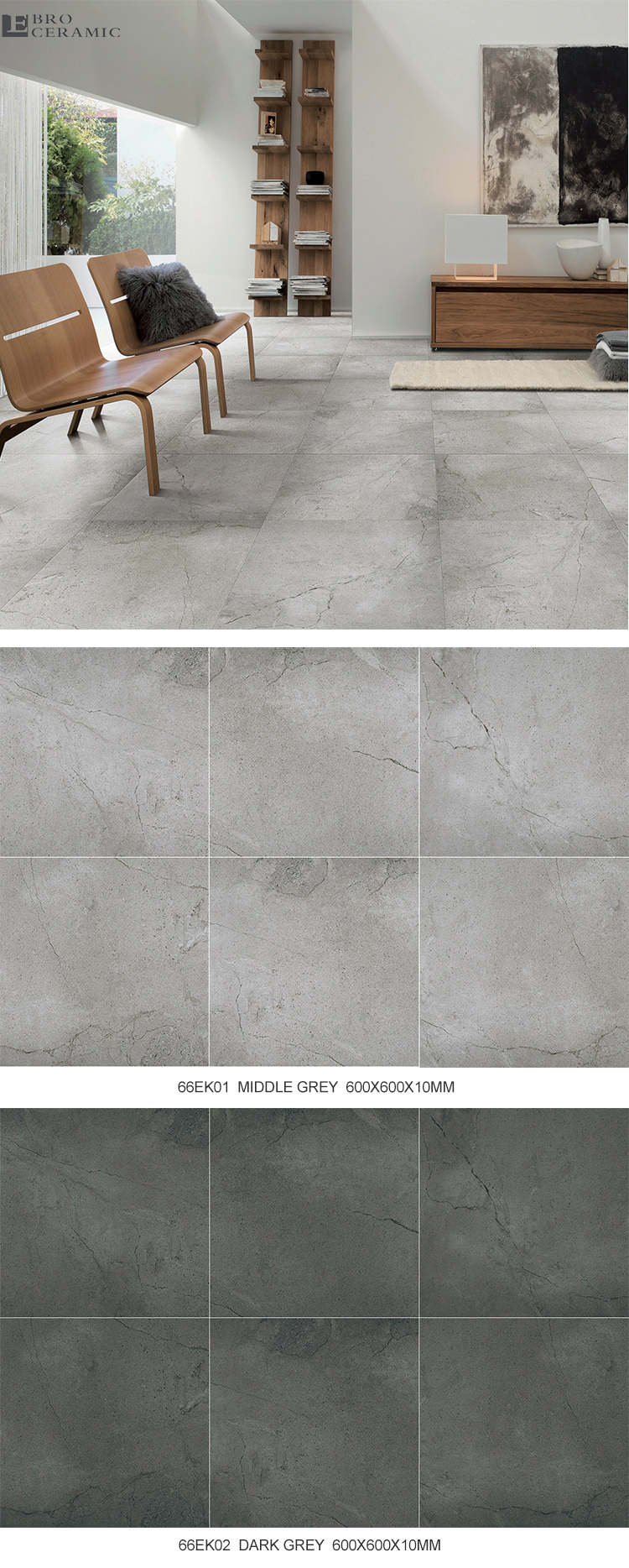 Grey Matt Finish Stone Look Vintage Ceramic & Porcelain Flooring Tiles ...