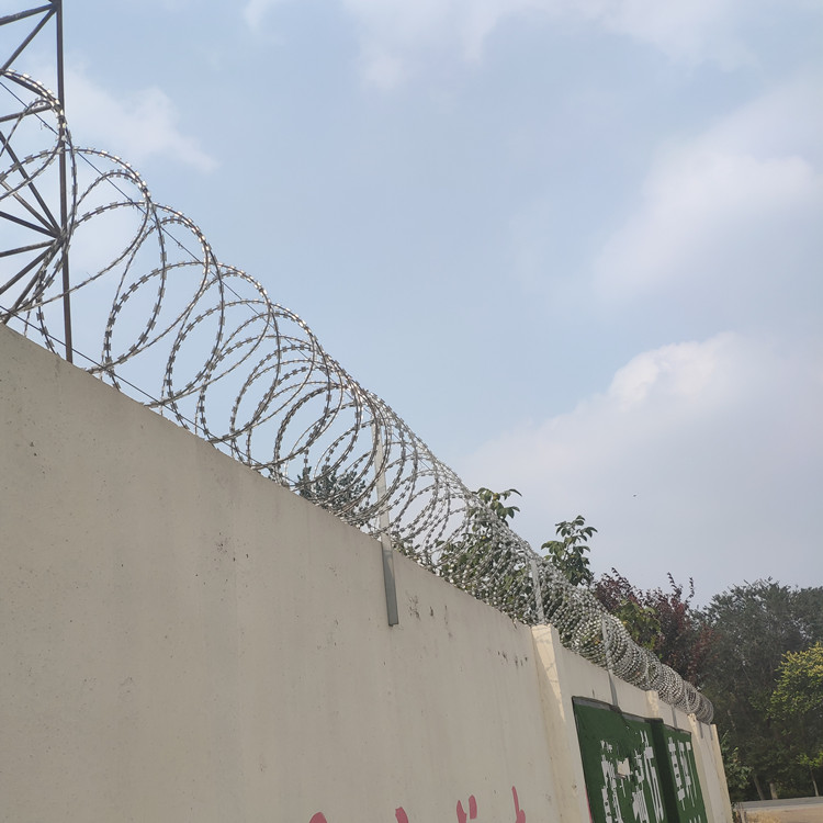 Electric Galvanized Bto 22 Razor Wire Is Installed On Top Of Fence Or ...