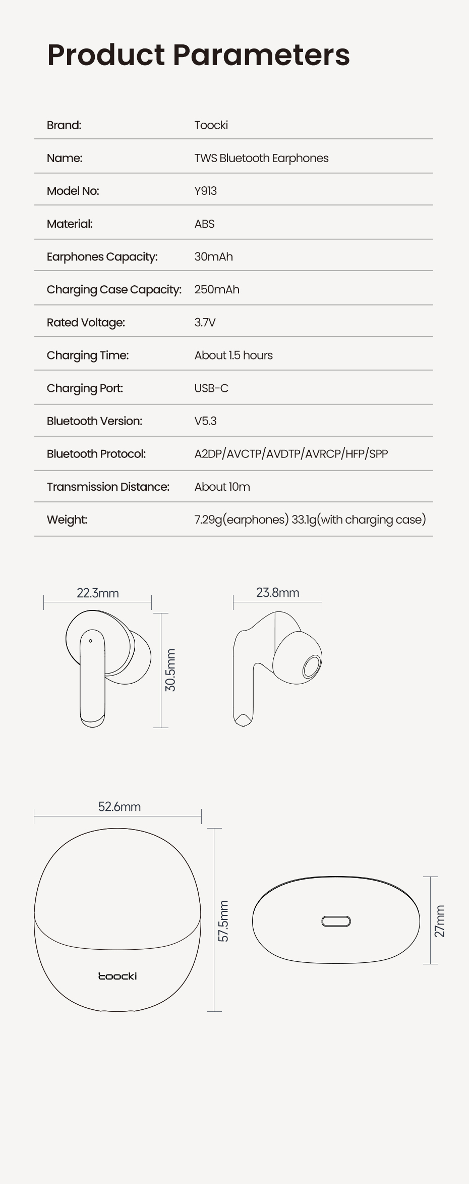 Toocki True Stereo Waterproof Wireless Tws Earbuds, High Quality Toocki ...