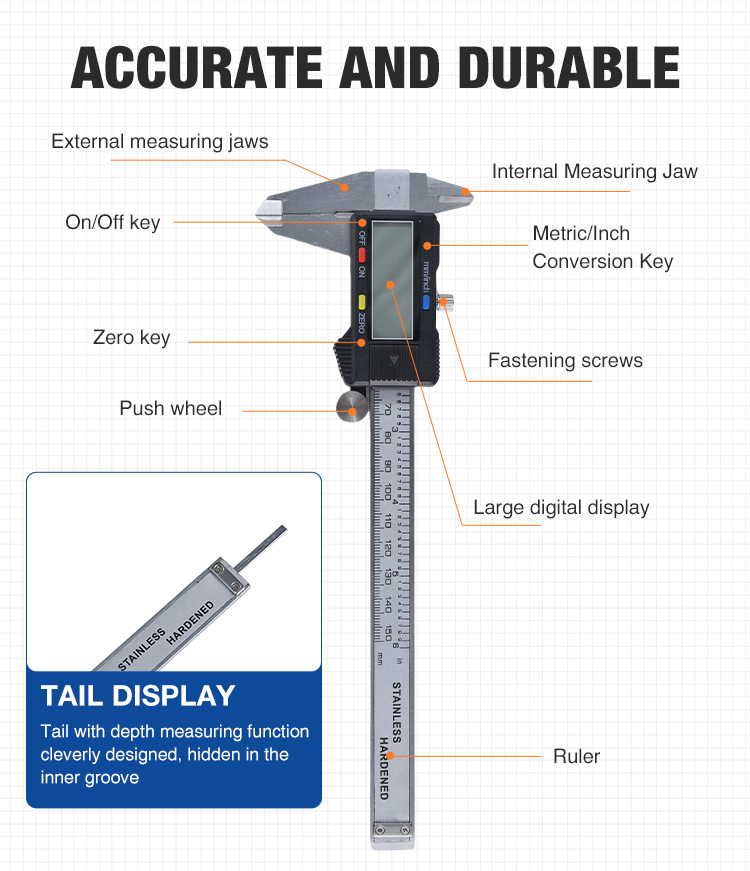6 Inch Electronic Vernier Caliper 150mm Digital Caliper, High Quality 6 ...