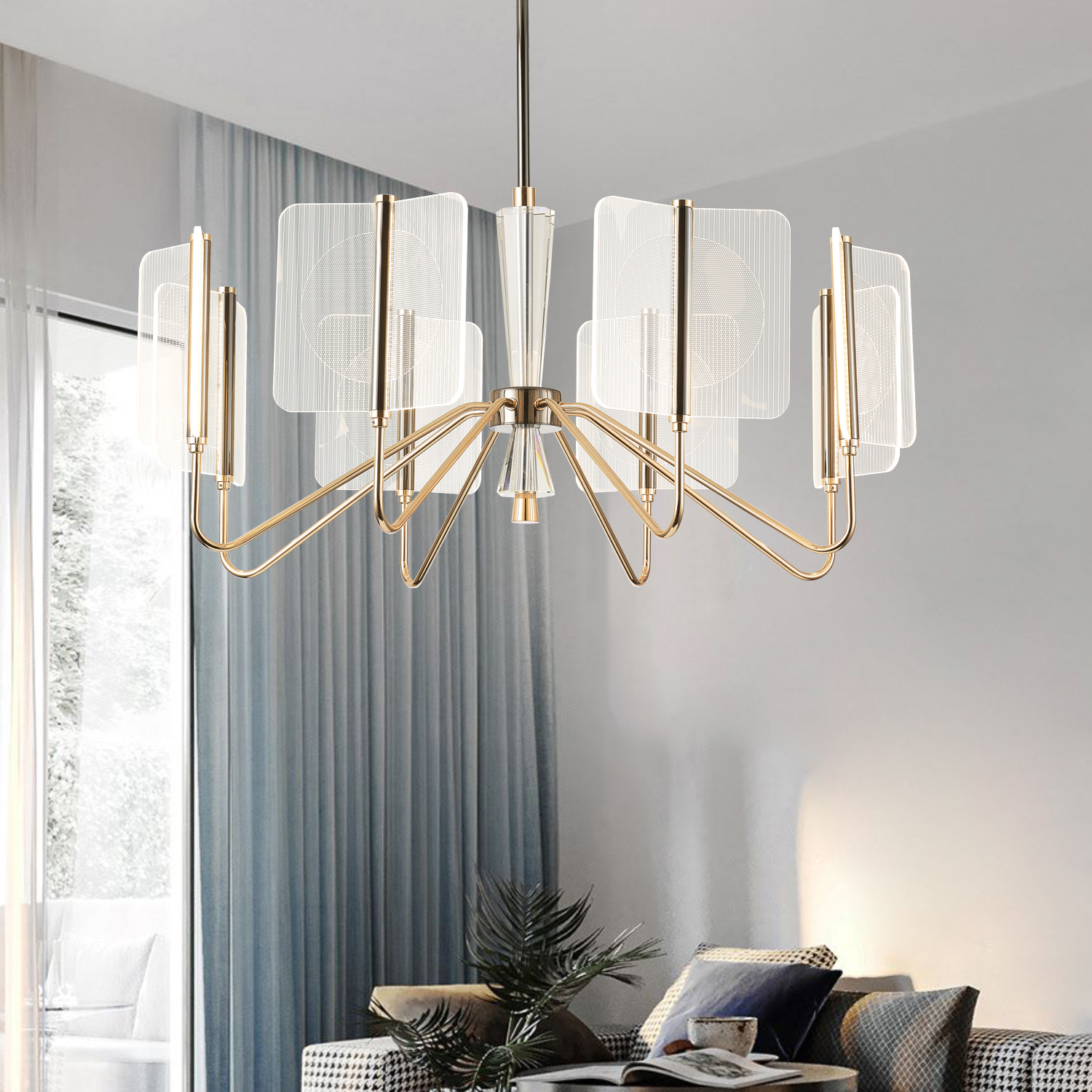 Modern Luxury Crystal Chandeliers: Acrylic Light Guide Plate Led ...