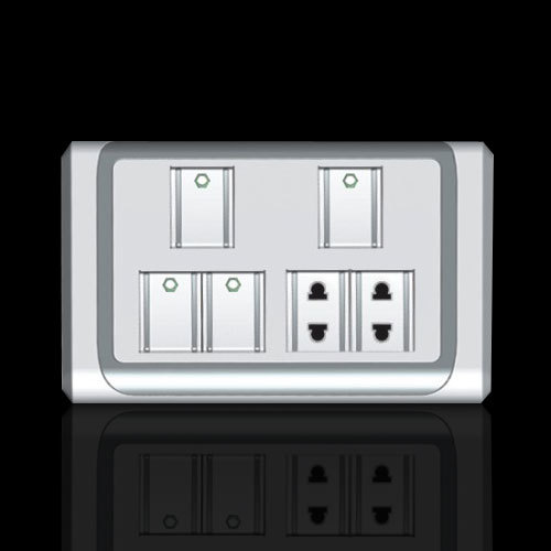 Four Gang Electric Switch And Two Socket, High Quality Four Gang ...