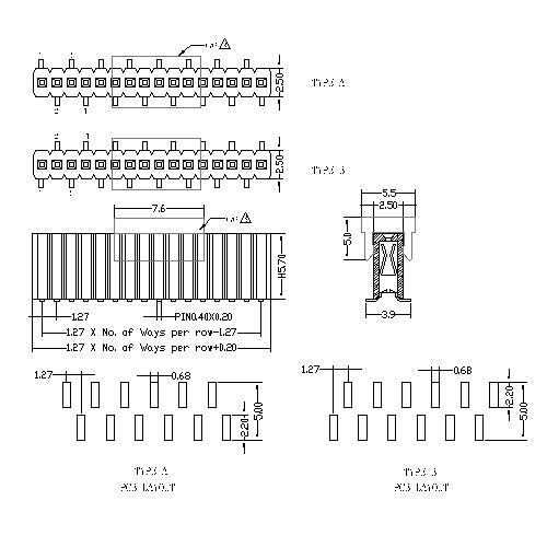 1.27X2.54mm Female Header Single Row SMT Type China Manufacturers ...