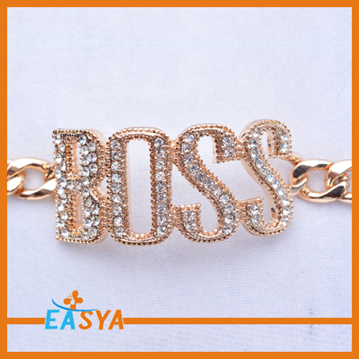 Alphabet Boss Word Gold Chain Rhinestone Bracelet, Bossgoo.com의 고품질 ...