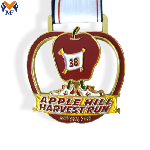Custom Gold Metal Apple Race Medal, High Quality Custom Gold Metal ...