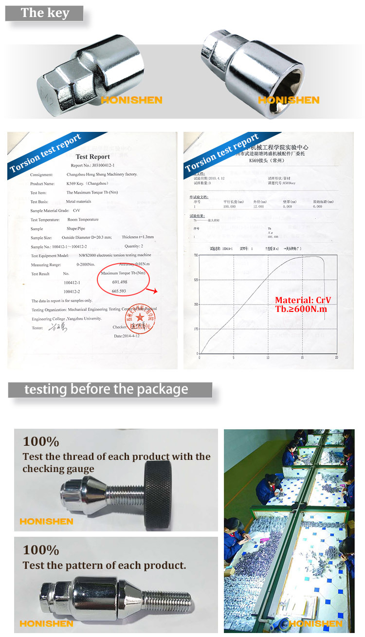 Chrome Spline Conical Seat Wheel Lock Bolts M14x1.50, High Quality ...