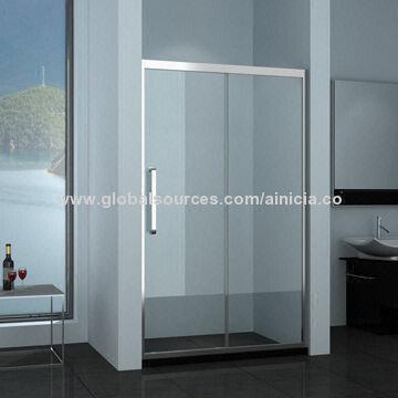 Toughened Glass Shower Screen With Stainless Steel Guideway And Wall ...