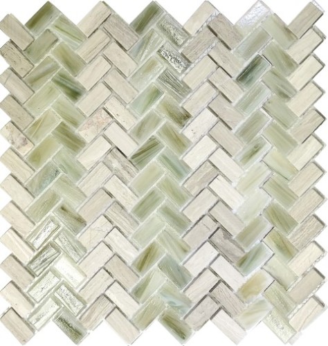 V Shape Green Marble Mosaic Glass Tile, High Quality V Shape Green ...