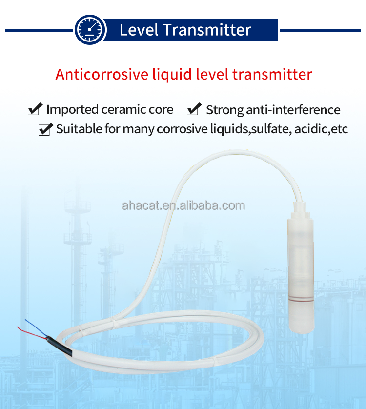 Rs485 Anti-corrosion Ptfe Liquid Level Pressure Sensor For Chemical ...