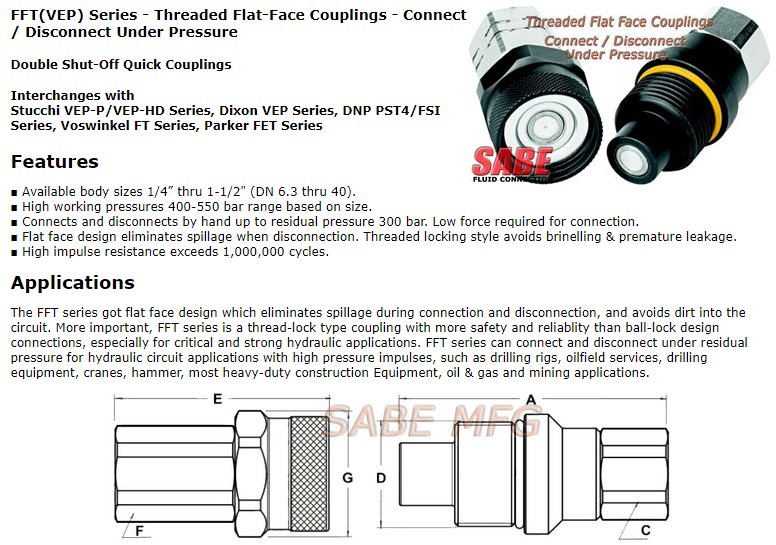 High-pressure Quick Connectors: Fft Vep Series Thread Flat Face ...