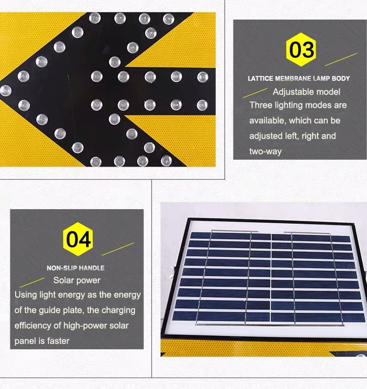 Solar-powered Traffic Safety Sign: Led Flash Warning Arrow Light, High ...