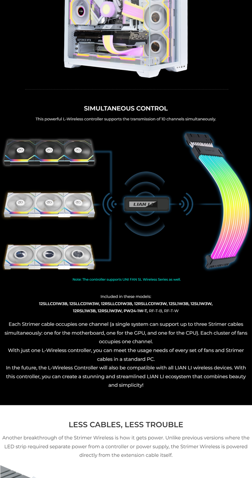 Lian Li Strimer Wireless Rgb Psu Extension Cable - Bendable Silicone ...