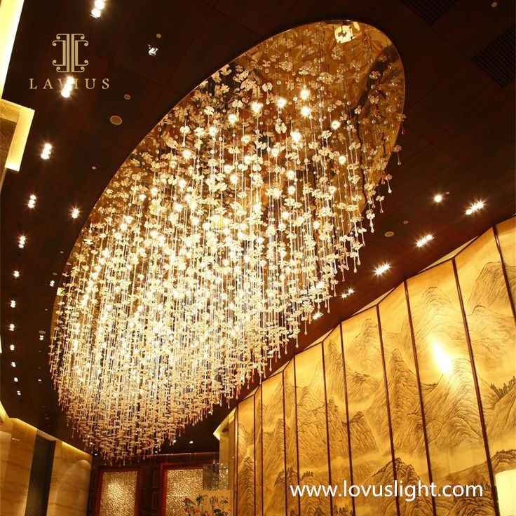 Large Decorative Ceiling Custom Hotel Chandeliers Hall Reception Custom ...