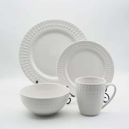 Chinese Restaurant Dinnerware Plates Bowl White Embossed Crockery ...