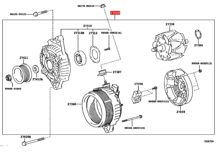 New Genuine Auto Engine Alternator Assembly 27060-0c020 27060-0c021 ...