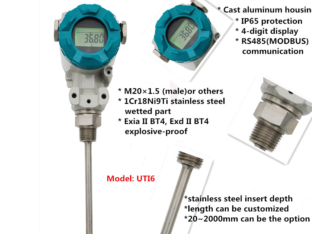 Rs485 Gas Temperature Transmitter With Lcd Display For Uti6 Digital ...