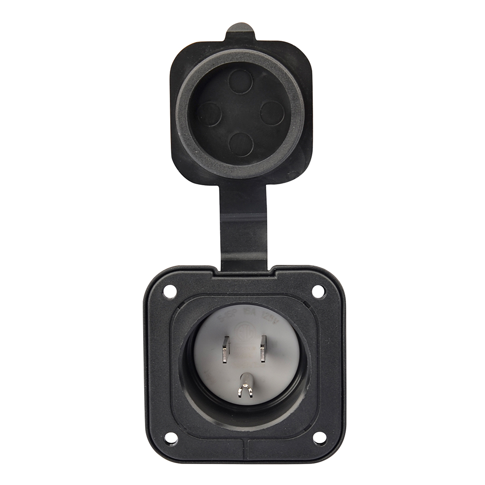 15 Amp 125 Volt Nema 5-15 Black Power Inlet Receptacle, High Quality 15 ...