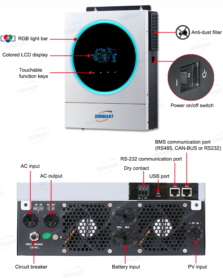 Factory Price Off Grid Axpert Vm Iv 5.6kw Solar Inverter With Wifi ...