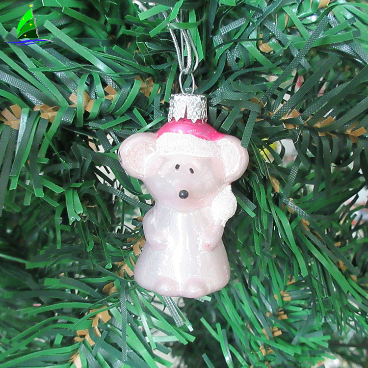 Artdargon China Supplier White Glass Mouse Ornament With Christmas Hat ...