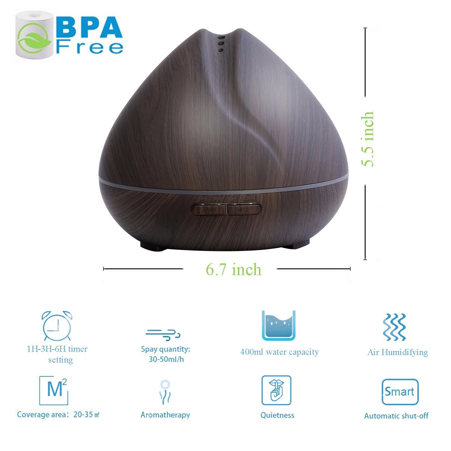 400ml Wood Grain Ultrasonic Scented Oil Diffuser, High Quality 400ml ...