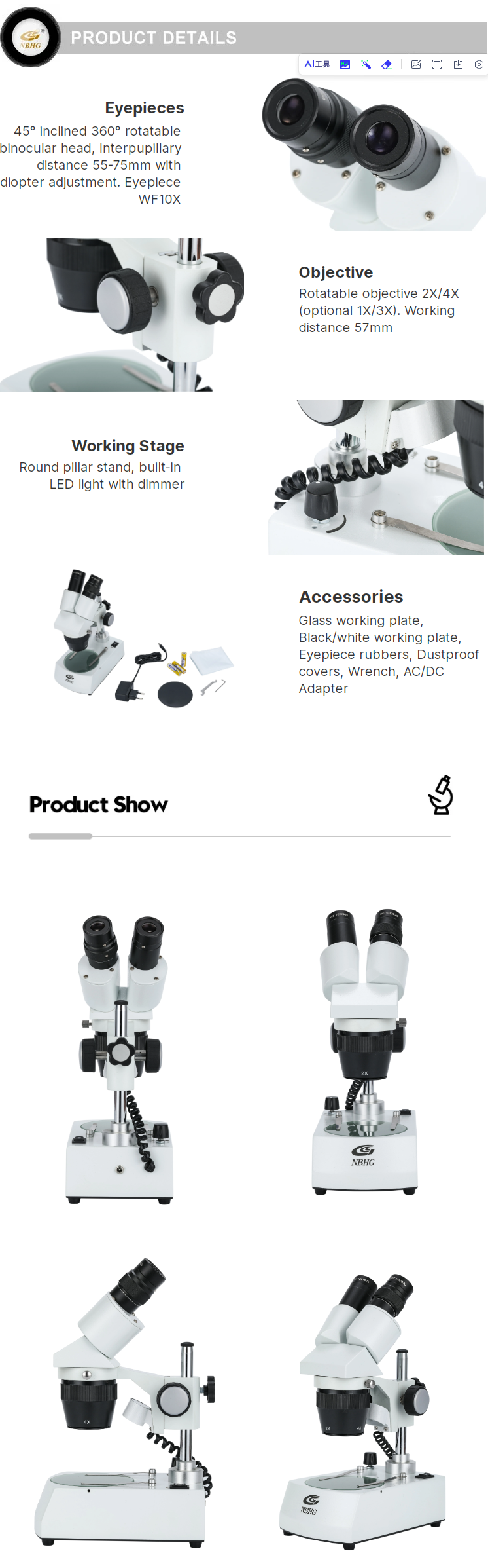 Binocular Stereo Microscope Student Electronic Microscope, High Quality Binocular Stereo ...