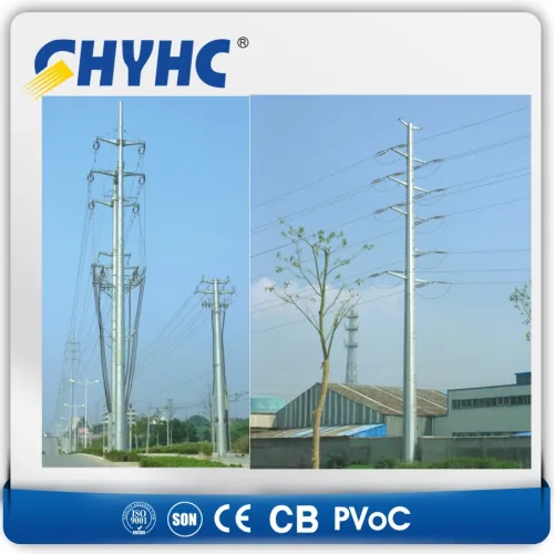 110kv Double Loops Terminal Pole, Octangle/round Steel Poles For ...