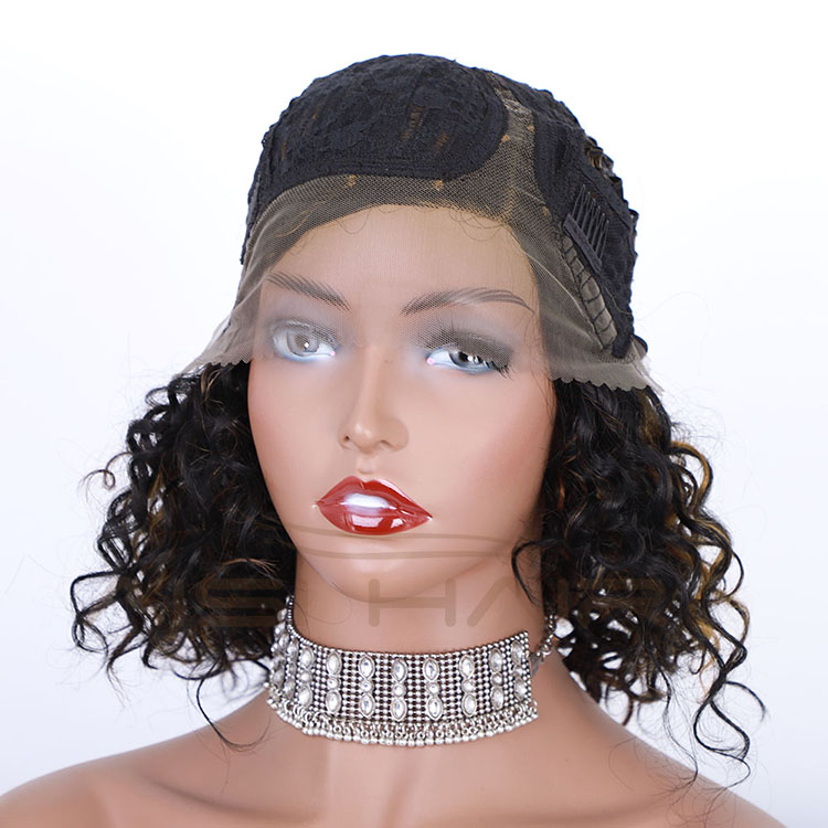 Aisi Hair Curly Wave Short Bob Swiss Lace Wigs Mixed Brown Brazilian ...