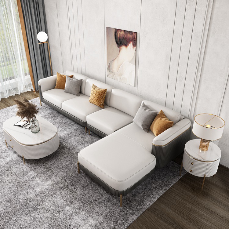 Modern L Shape Leather Sofa Set For Comfortable And Multi-function ...