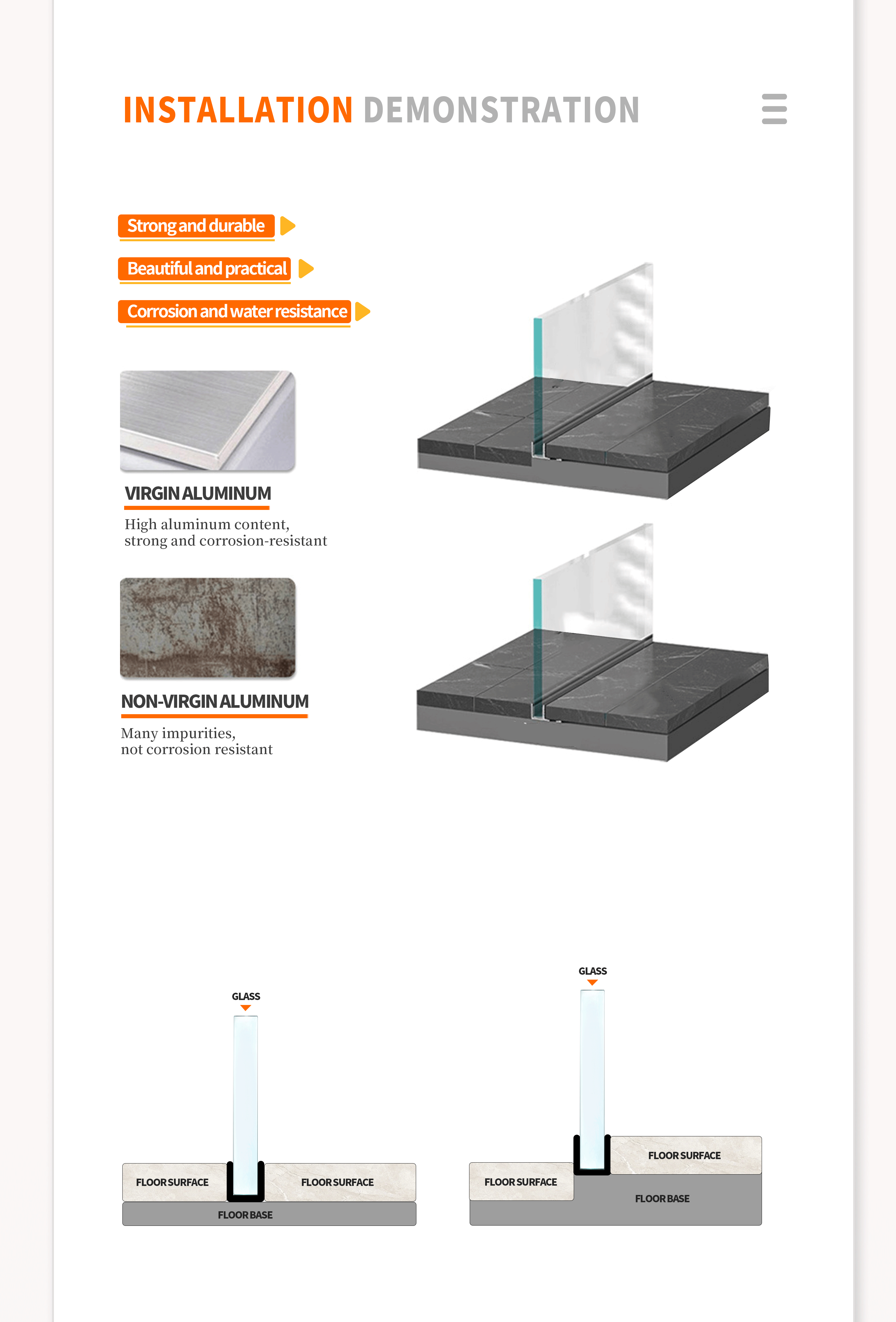Matt Black Anodized Aluminum U Channel Profile For Shower Doors & Glass ...