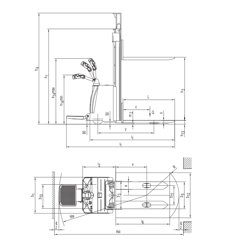Electric Pallet Stacker Self Loading Walkie Lifter Reach Fork, High ...