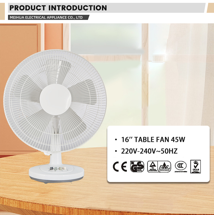 Copper Motor 16 Inch 3 Speed Oscillating Table Fan With Strong Air Flow ...
