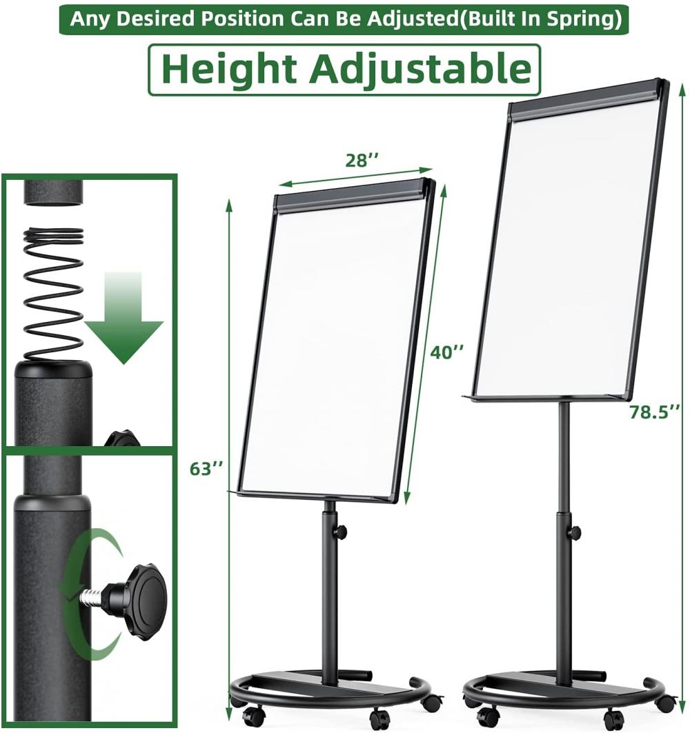 36x24 Inches Mobile Whiteboard With Stands Adjustable Easel, High ...