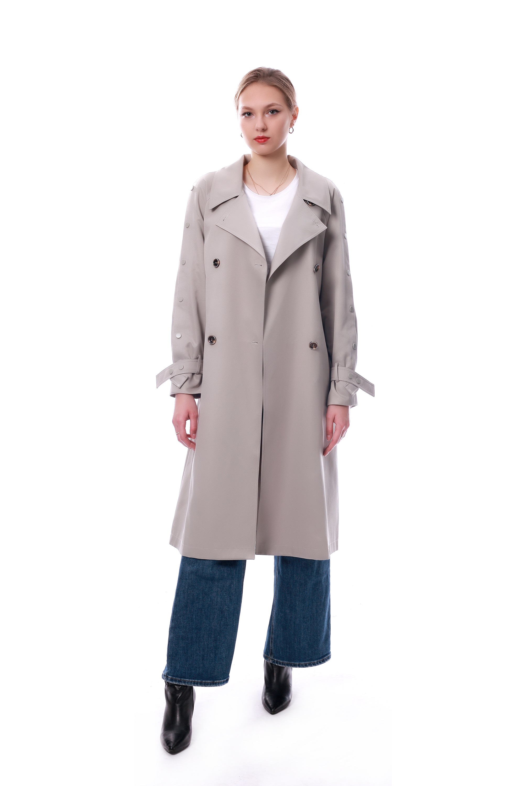 Four Button Light Colored Long Windbreaker, High Quality Four Button ...