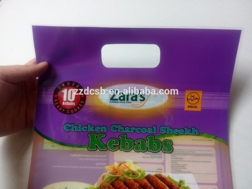 10s Frozen Food Kebabs Packaging Bag With Hanging Handle & Clear Window ...